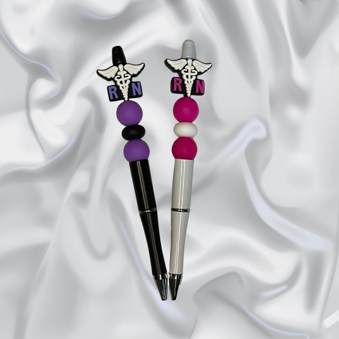 Nurse Beaded Pen With the Caduceus and RN - Purple, Fuchsia - Etsy