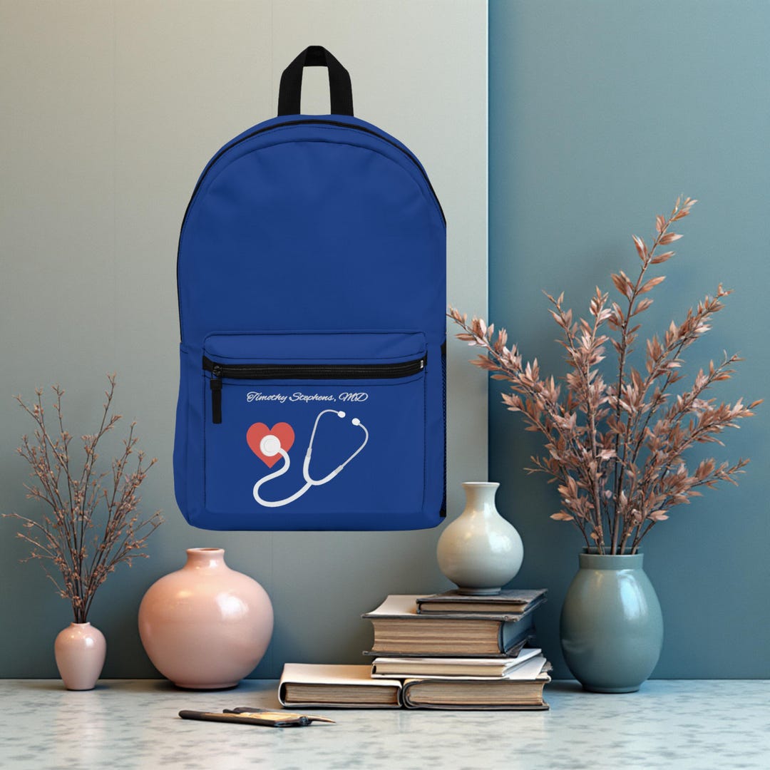 Personalized Doctor Dark Blue Backpack: Stethoscope Heart Design - Etsy