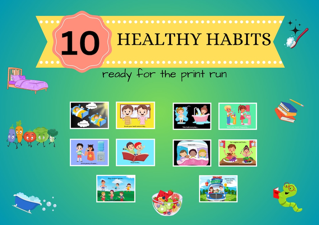 10 Healthy Habits Flashcards Printable Preschool Cards - Etsy