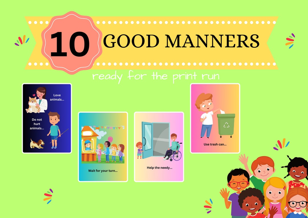 10 Essential Good Manners Flashcards for Homeschooling and Kindergarten ...