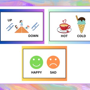 15 Opposites Printable Montessori Preschool Flashcards for - Etsy