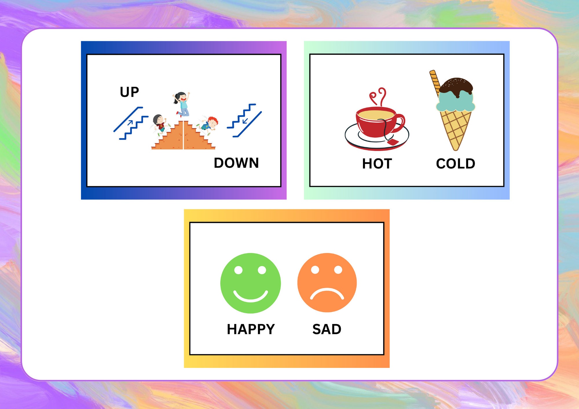 15 Opposites Printable Montessori Preschool Flashcards for - Etsy