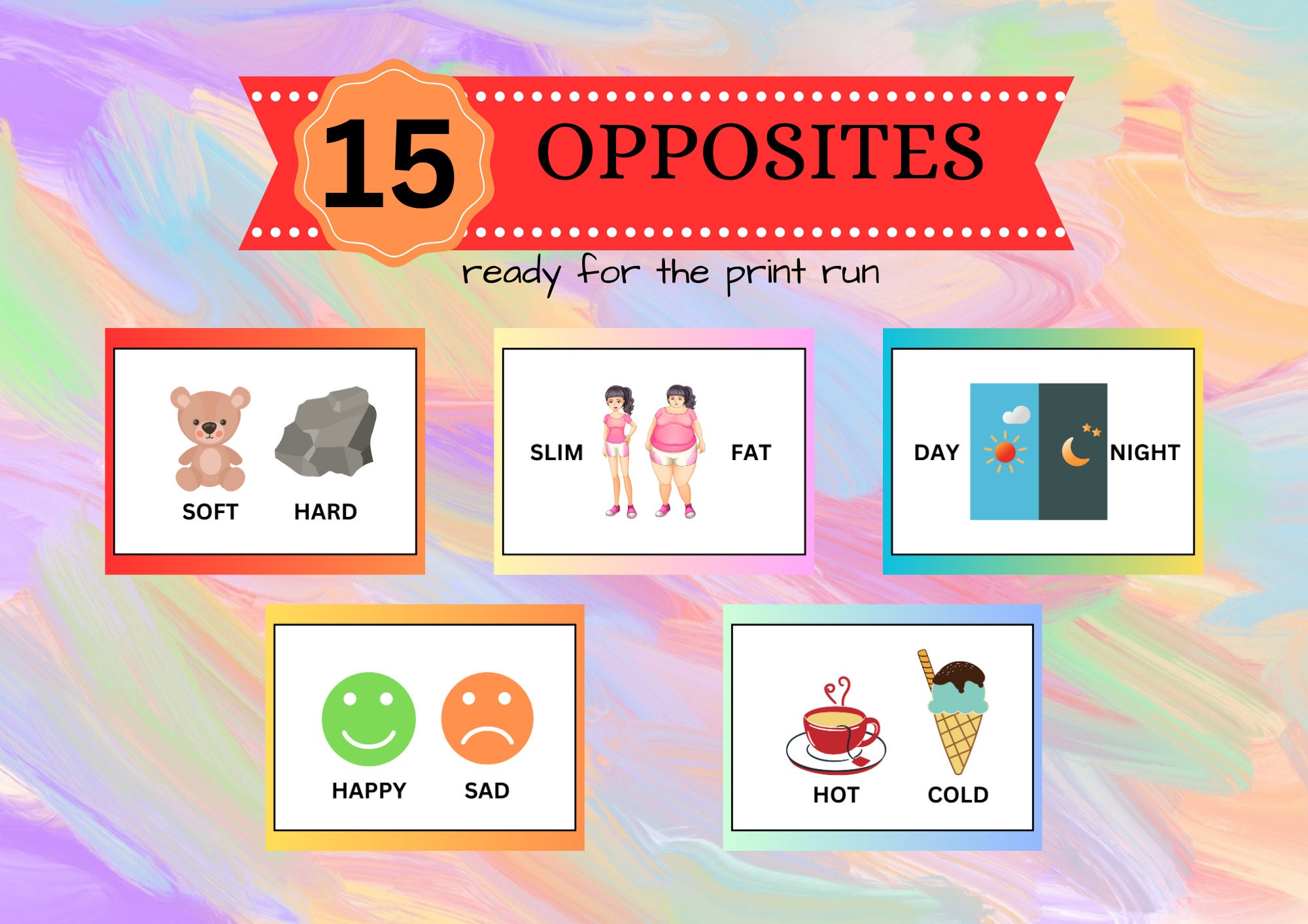 15 Opposites Printable Montessori Preschool Flashcards for - Etsy