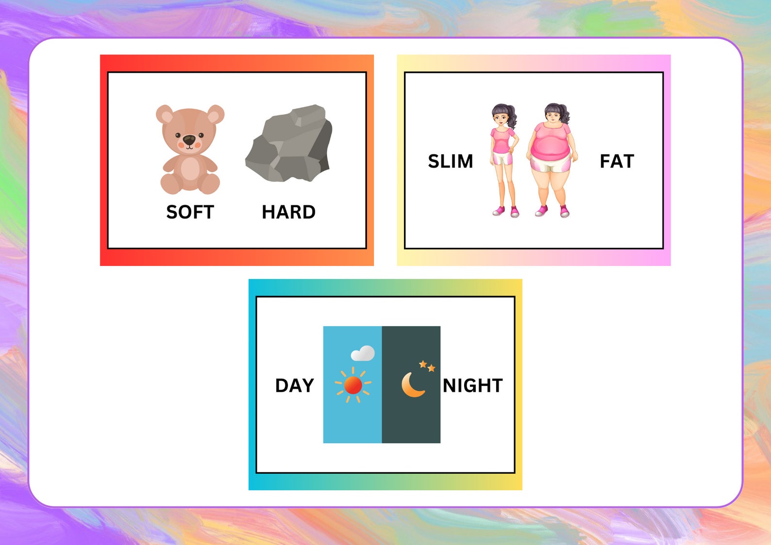 15 Opposites Printable Montessori Preschool Flashcards for - Etsy