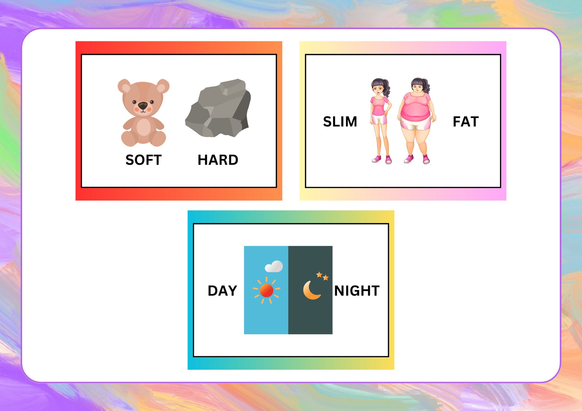 15 Opposites Printable Montessori Preschool Flashcards for - Etsy