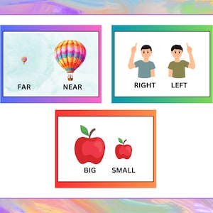 15 Opposites Printable Montessori Preschool Flashcards for - Etsy