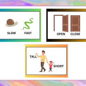 15 Opposites Printable Montessori Preschool Flashcards for - Etsy