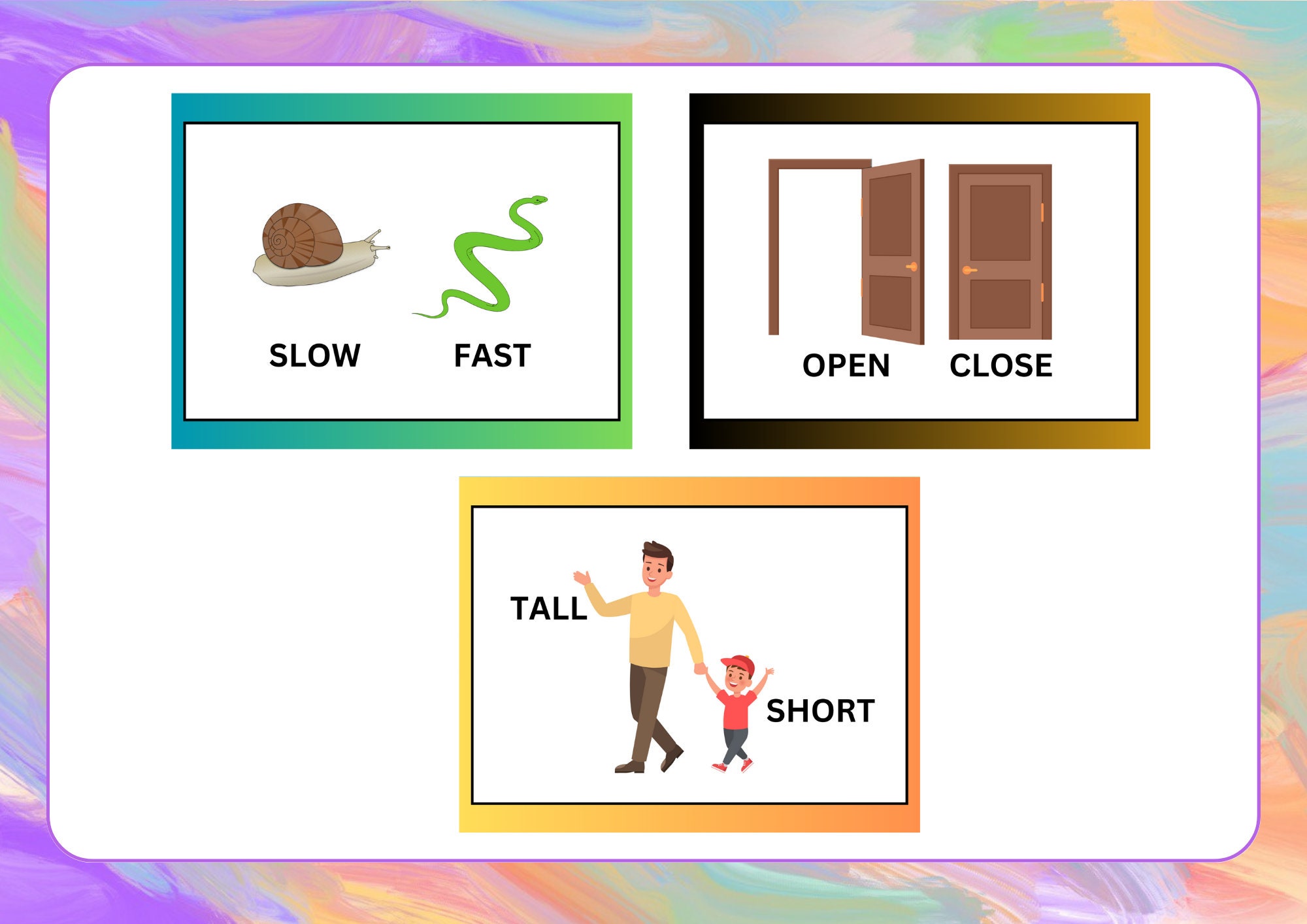 15 Opposites Printable Montessori Preschool Flashcards for - Etsy