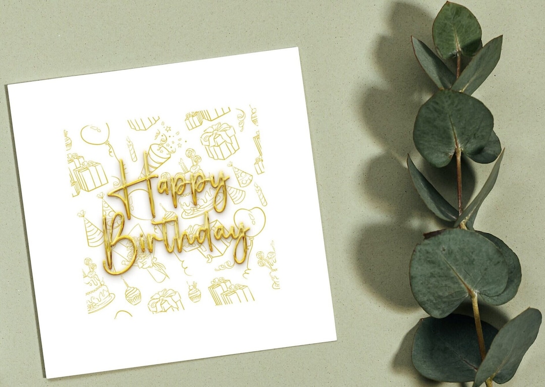 Gold Themed Birthday Card Pretty, Minimalist Birthday Card With ...