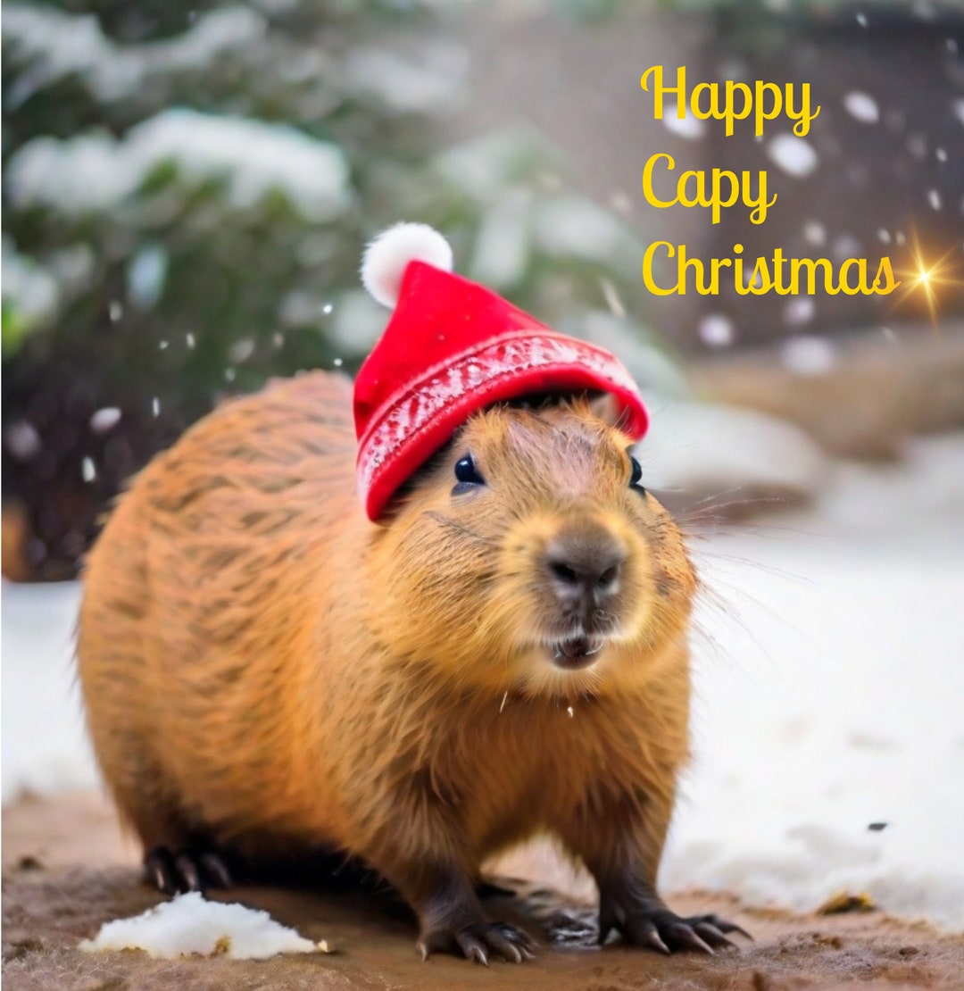 Capybara Christmas Card Happy Capy Christmas - Etsy