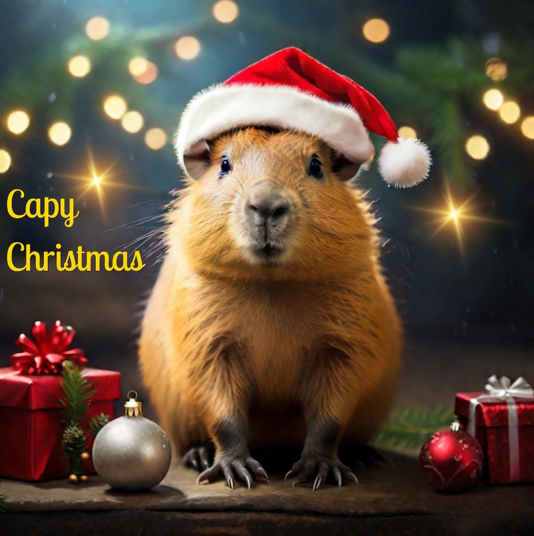 10 Pack Capybara Christmas Cards Capy Christmas pack Size 10 - Etsy