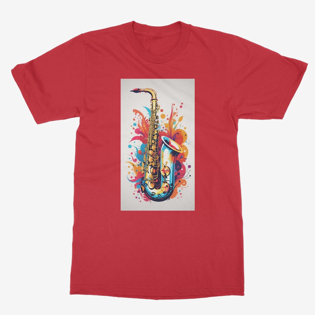 Funky Fun Saxophone T-shirt for Men Bursting With Striking Colour on ...