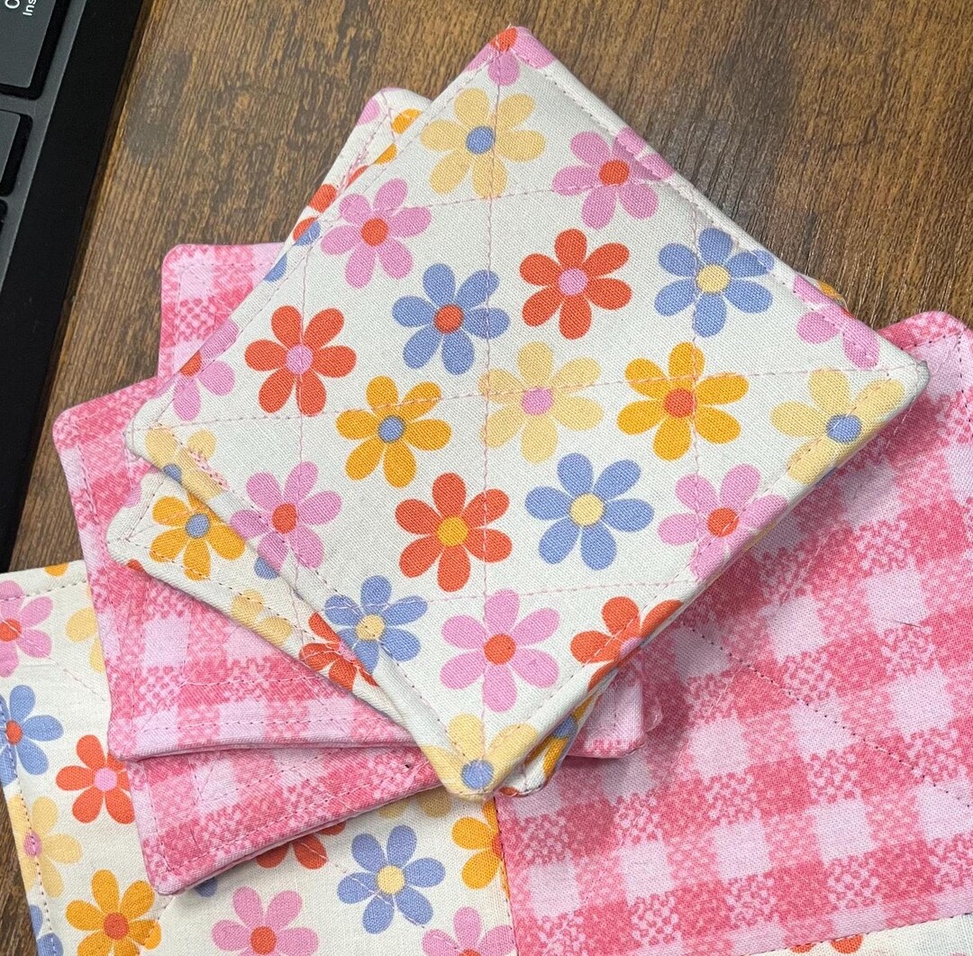 Coordinating Quilted Coaster Mug Rug Set - Etsy