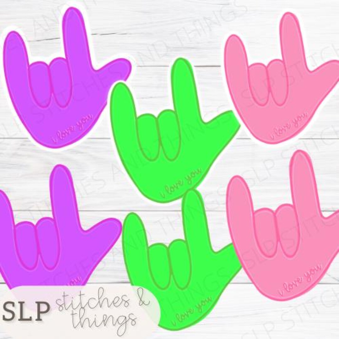Neon ASL I Love You Hand Png: Printable Sublimation Design (digital ...