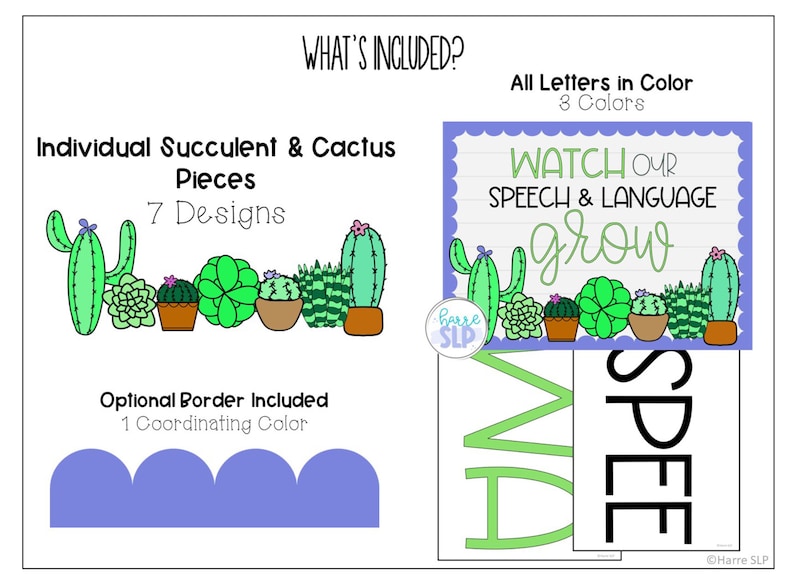 Cactus Bulletin Board Kit: Speech & Language Classroom Decor (PDF ...