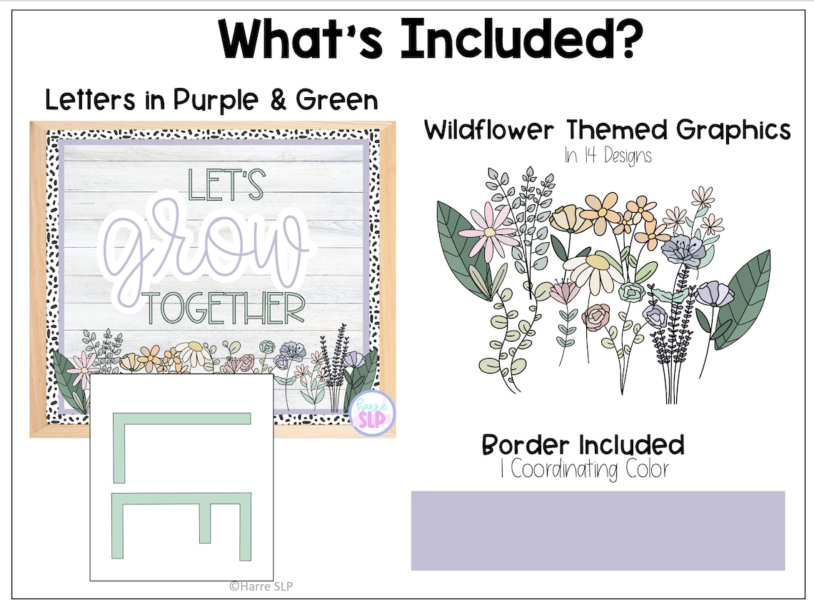 Wildflower Classroom Bulletin Board Kit: Let's Grow Together (PDF ...