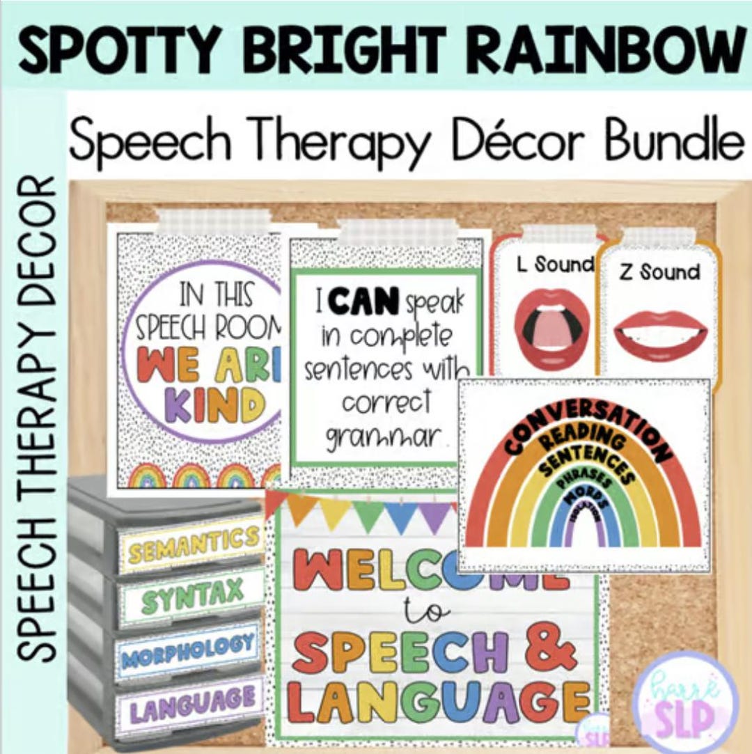 Editable Student Name Tags: Rainbow Speech Therapy Decor (digital ...