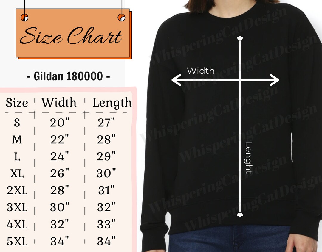 Gildan 18000 Sweatshirt Size Chart - Instant Download - Good Looking ...