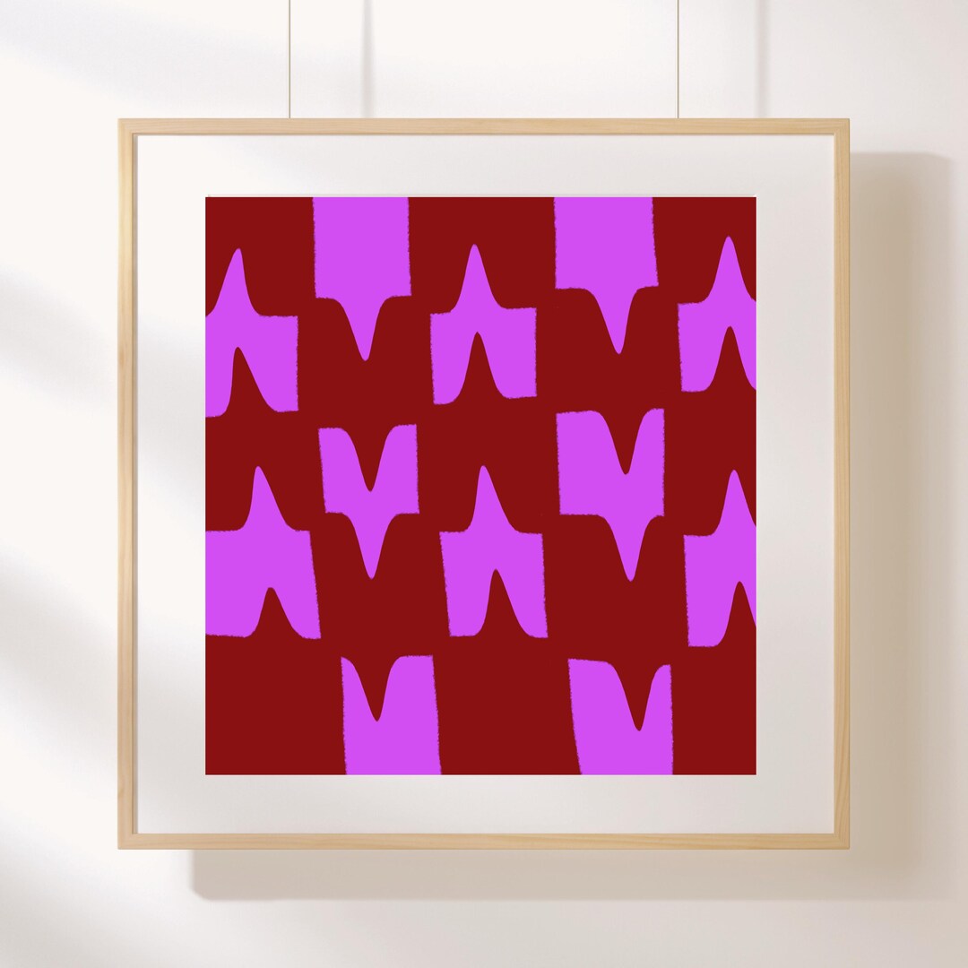Abstract Red and Pink Wall Art - Modern Geometric Pattern Print, Bold ...