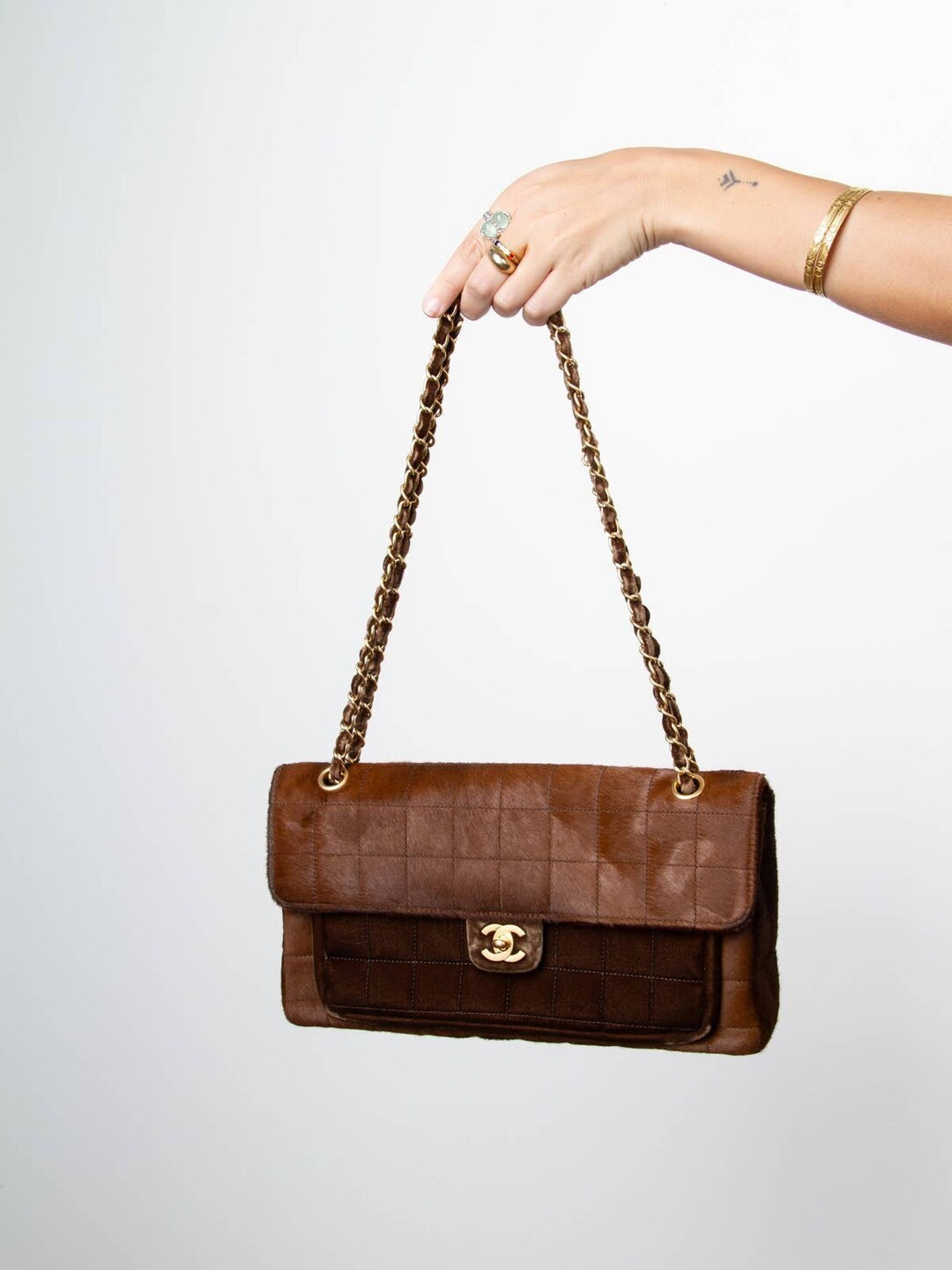Chanel East West Chocolate Bar Flap Bag Pony Hair Authentic - Etsy