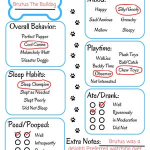 Dog Report Card | Printable PDF Sheets 8.5 X 11 Size | Pet Sitting ...