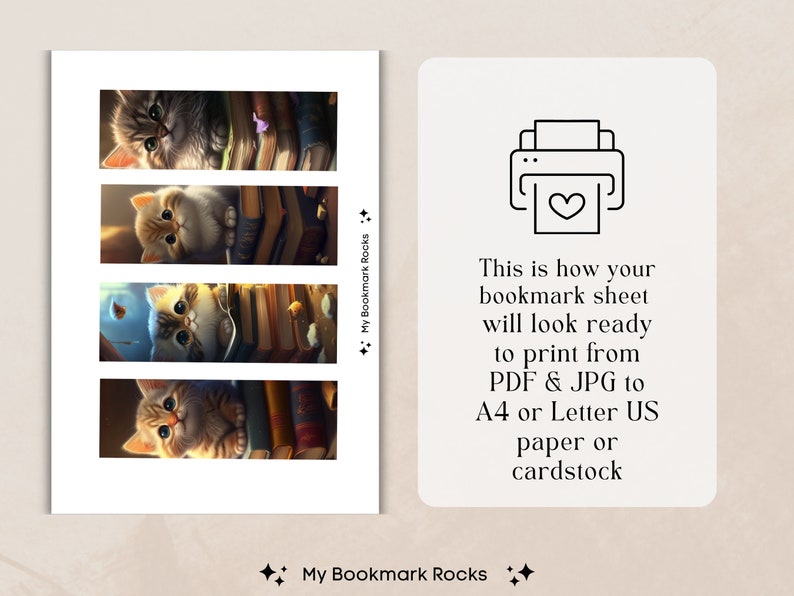 Set of 12 Cute Cat and Books Printable Bookmarks Adorable Kitten ...