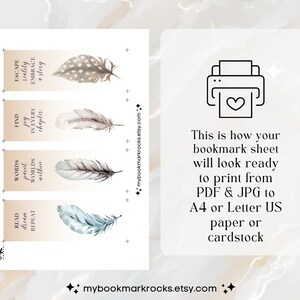 Set of 12 Watercolor "feathers" Printable Bookmarks, Quote Bookmarks ...