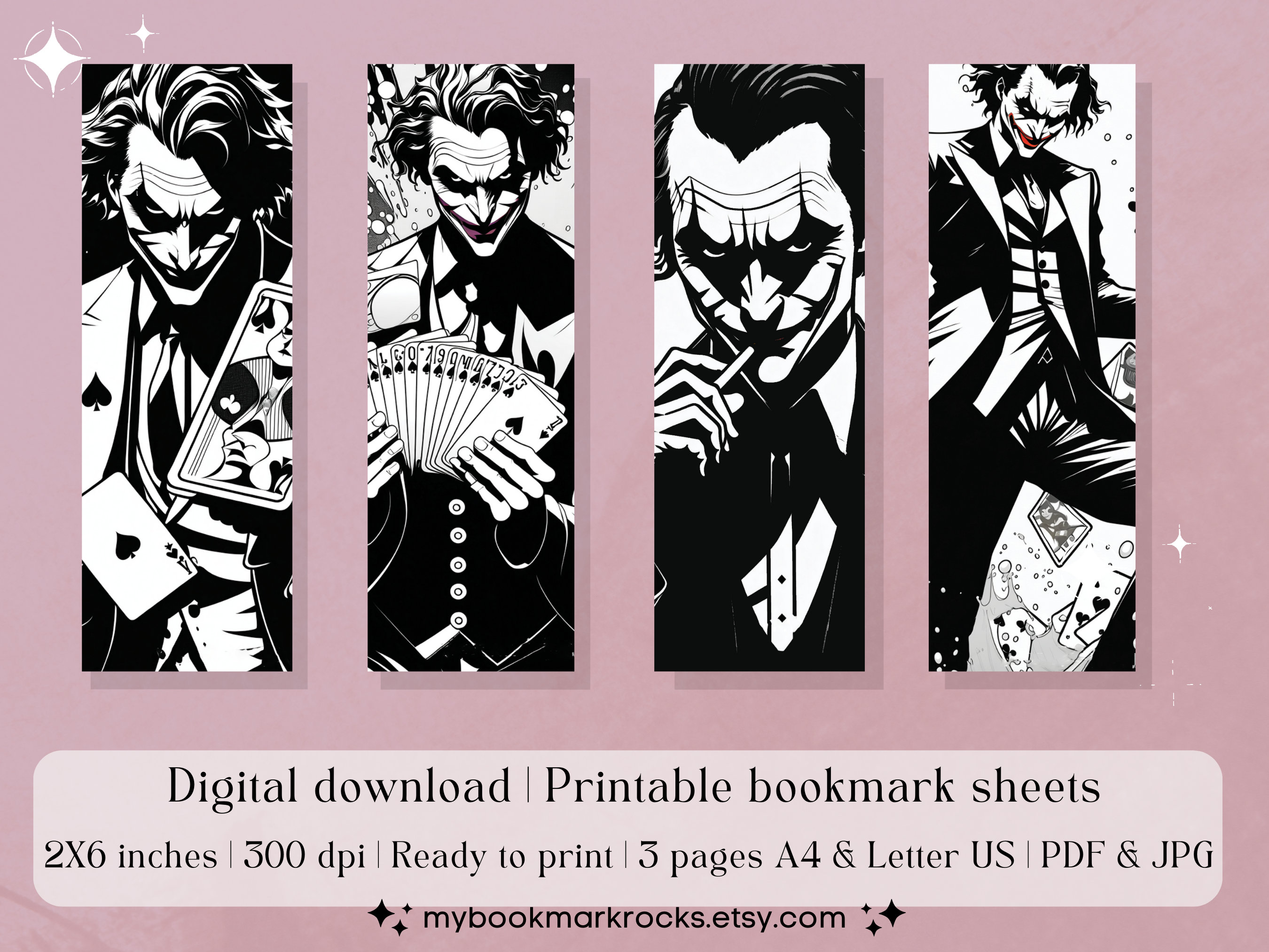 Set of 12 Printable "joker" Bookmarks | Instant Digital Download (PDF ...
