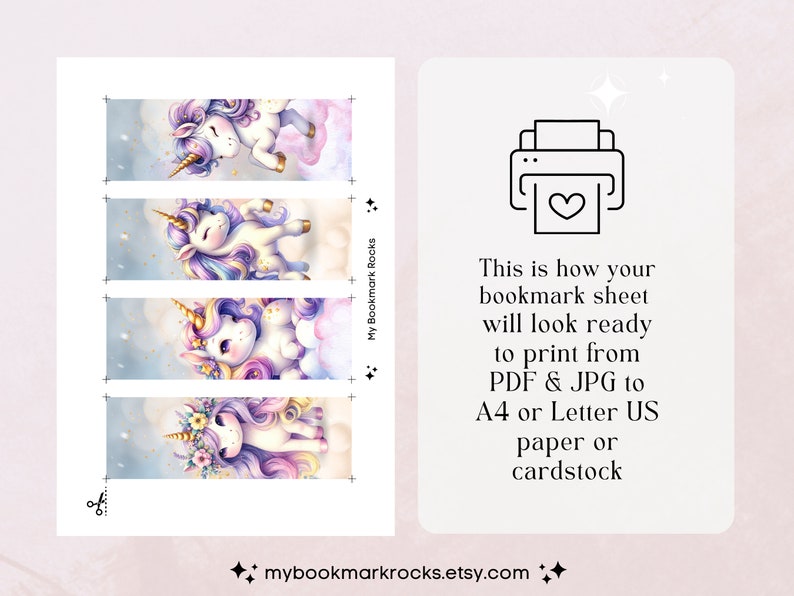 Set of 12 Pastel "cute Unicorns" Printable Bookmarks, Unicorn Designs ...