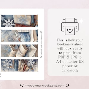 Set of 16 snowflakes Printable Bookmarks, Watercolor Digital Bookmarks ...