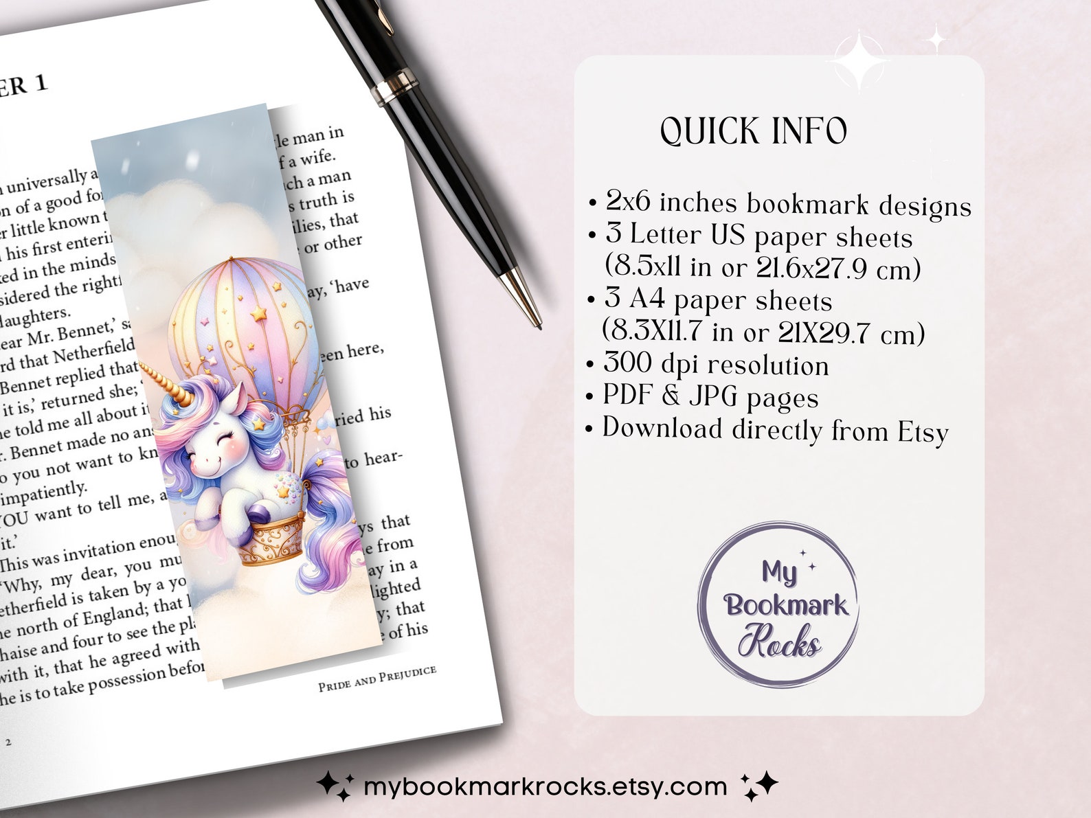 Set of 12 Pastel "cute Unicorns" Printable Bookmarks, Unicorn Designs ...