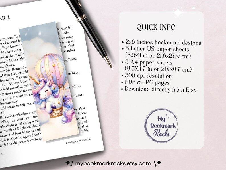 Set of 12 Pastel "cute Unicorns" Printable Bookmarks, Unicorn Designs ...