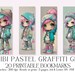 Set of 20 chibi Pastel Graffiti Girl Printable Bookmarks, High-quality ...