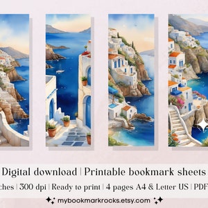 Set of 16 Watercolor "greek Island" Printable Bookmarks, Greece ...