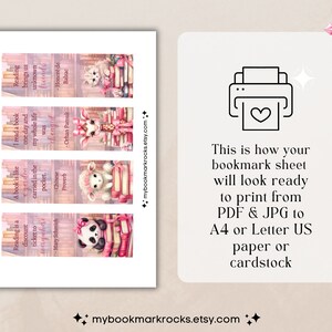 Set of 12 "cute Animals & Books" Printable Bookmarks, Christmas ...