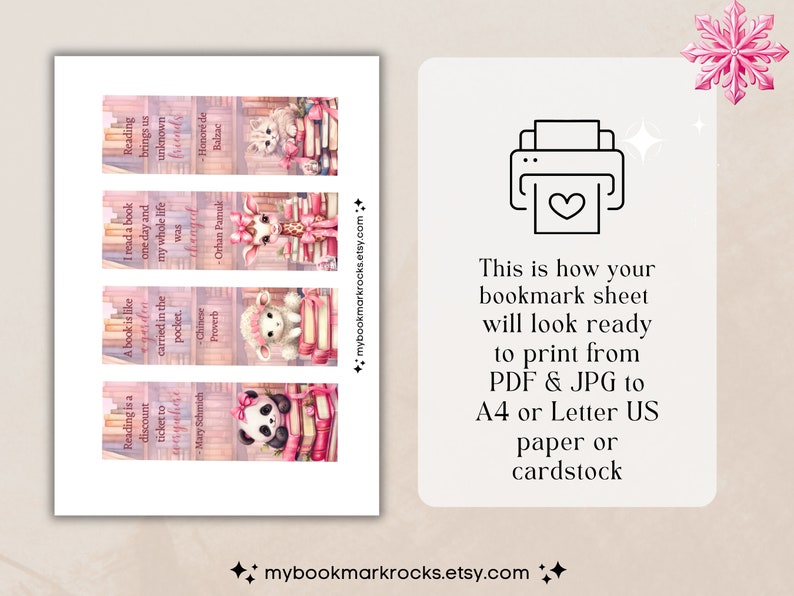 Set of 12 "cute Animals & Books" Printable Bookmarks, Christmas ...