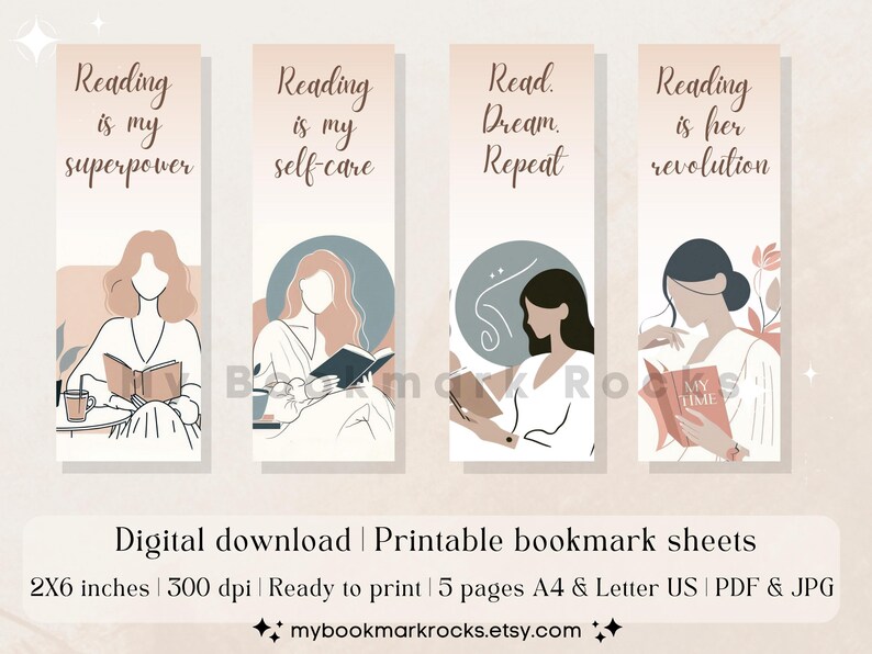 Set of 20 "my Reading Time" Printable Bookmarks, Bookmarks With Bookish ...