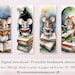 Set of 16 Watercolor cute Mouse & Books Printable Bookmarks, Digital ...