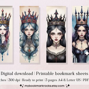 Set of 20 Watercolor “gothic Crown” Printable Bookmarks | Digital ...