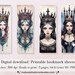 Set of 20 Watercolor "gothic Crown" Printable Bookmarks, Gothic Designs ...