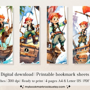 Set of 16 "little Pirates" Printable Bookmarks, High-quality PDF & JPG ...
