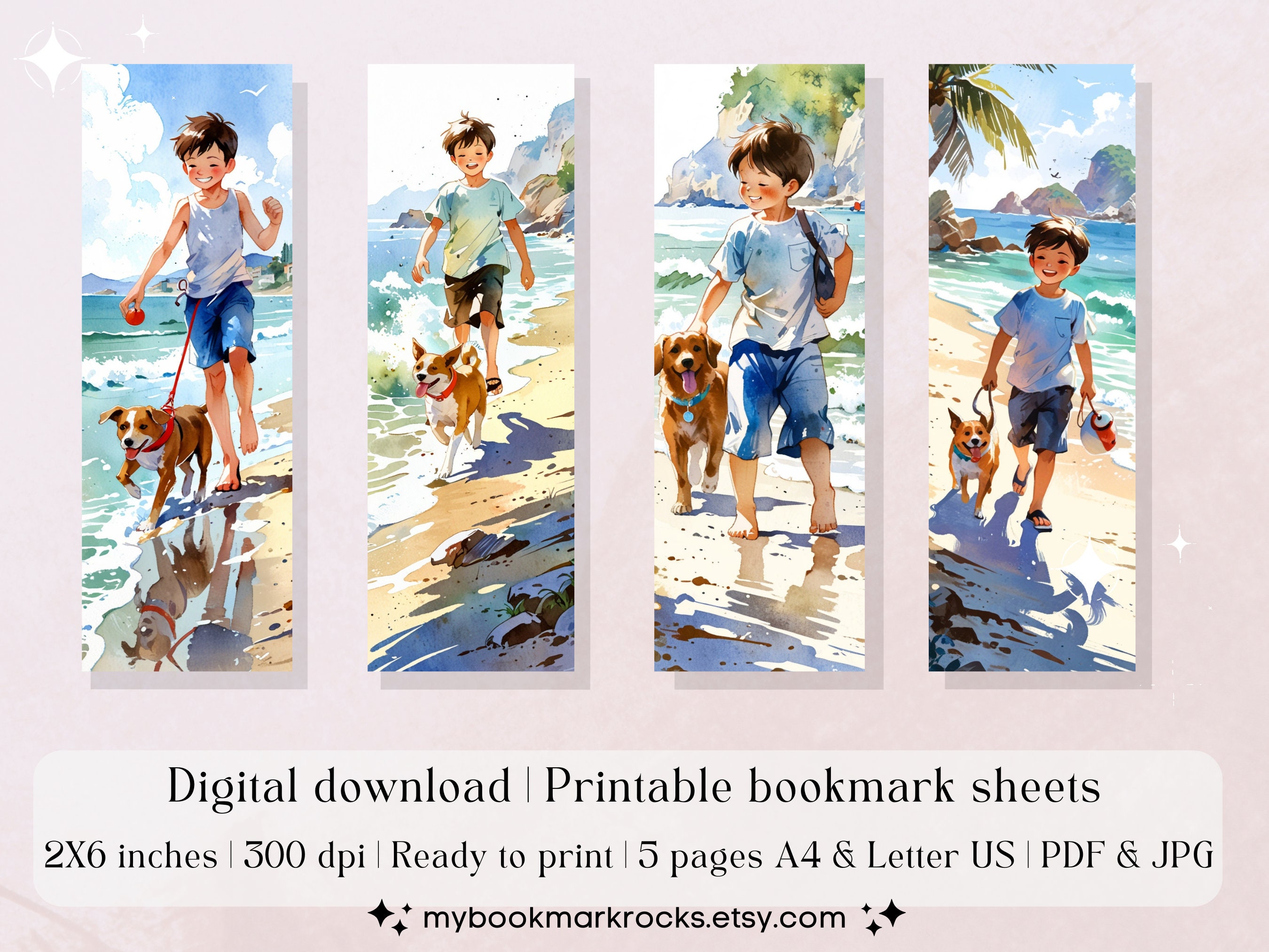 Set of 20 Watercolor "beach Time" Printable Bookmarks, Summer Reading ...