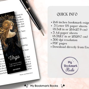 Set of 12 "zodiac" Printable Bookmarks, Astrology Bookmarks With Quotes ...