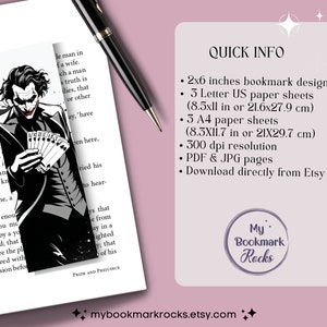 Set of 12 Printable "joker" Bookmarks | Instant Digital Download (PDF ...