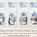Set of 20 Watercolor "cute Penguin" Printable Bookmarks, Christmas ...