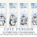 Set of 20 Watercolor "cute Penguin" Printable Bookmarks, Christmas ...