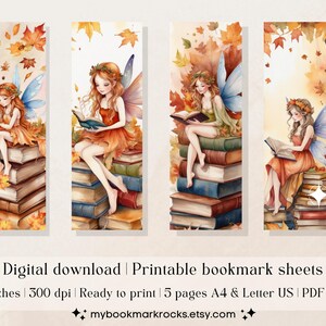 Set of 20 "autumn Fairy" Printable Bookmarks, Art Nouveau, Fall ...