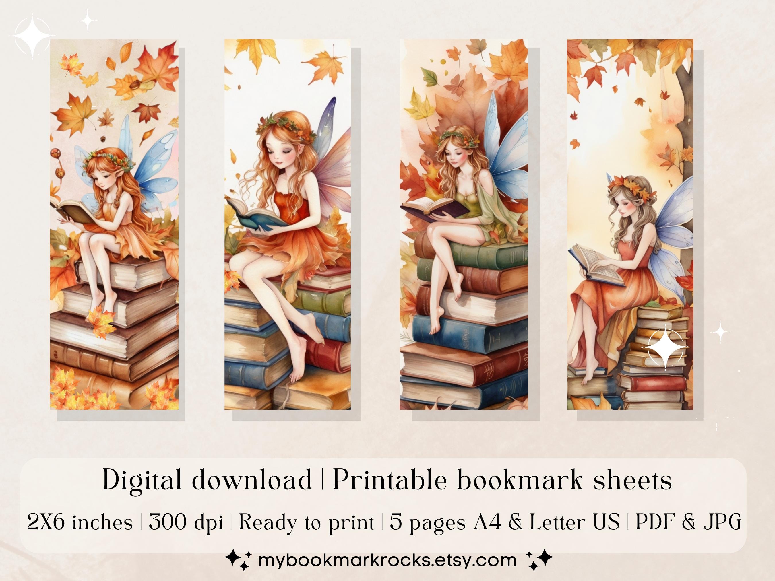 Set of 20 "autumn Fairy" Printable Bookmarks, Art Nouveau, High-quality ...