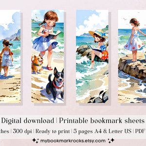 Set of 20 Watercolor "summer Beach" Printable Bookmarks, Ocean ...