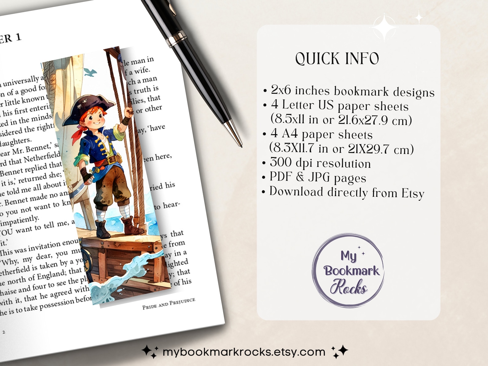 Set of 16 "little Pirates" Printable Bookmarks, High-quality PDF & JPG ...